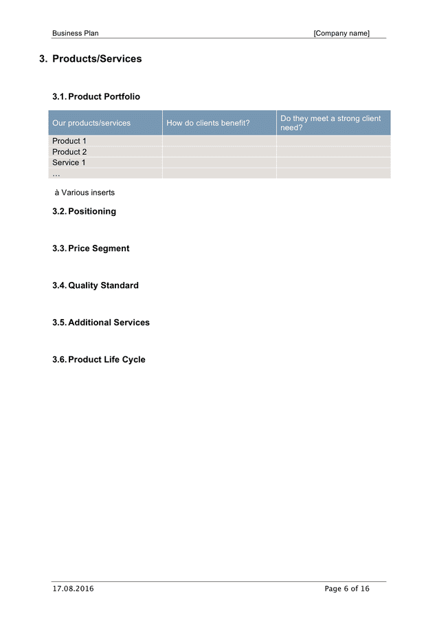 Simple business plan template in Word and Pdf formats - page 6 of 16