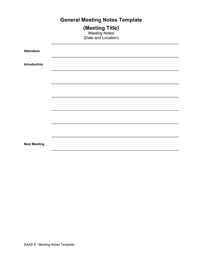 General meeting notes template in Word and Pdf formats - page 2 of 2