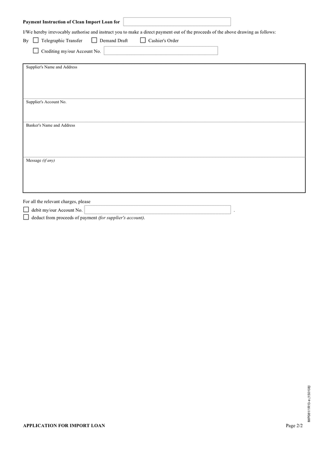 Sample banking application for import loan in Word and Pdf formats ...