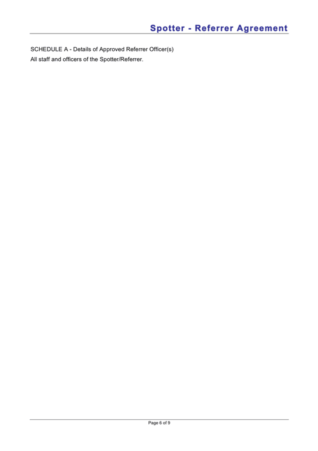 Spotter / referrer agreement in Word and Pdf formats - page 7 of 9