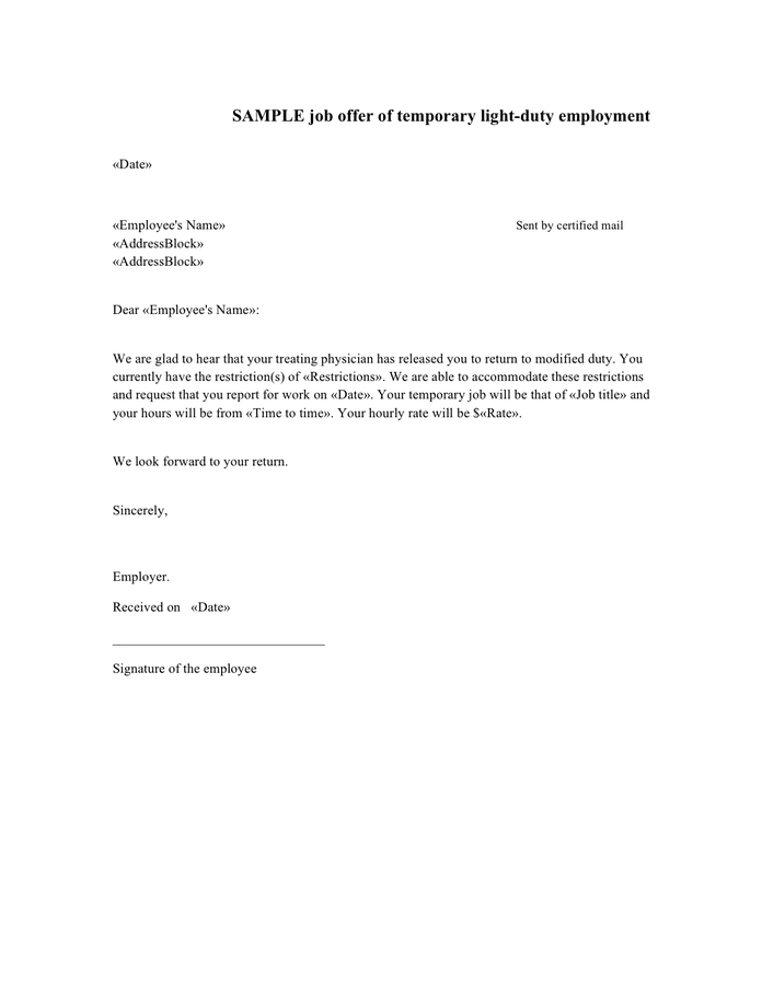 Return To Work Letter Sample Malorie Angulo