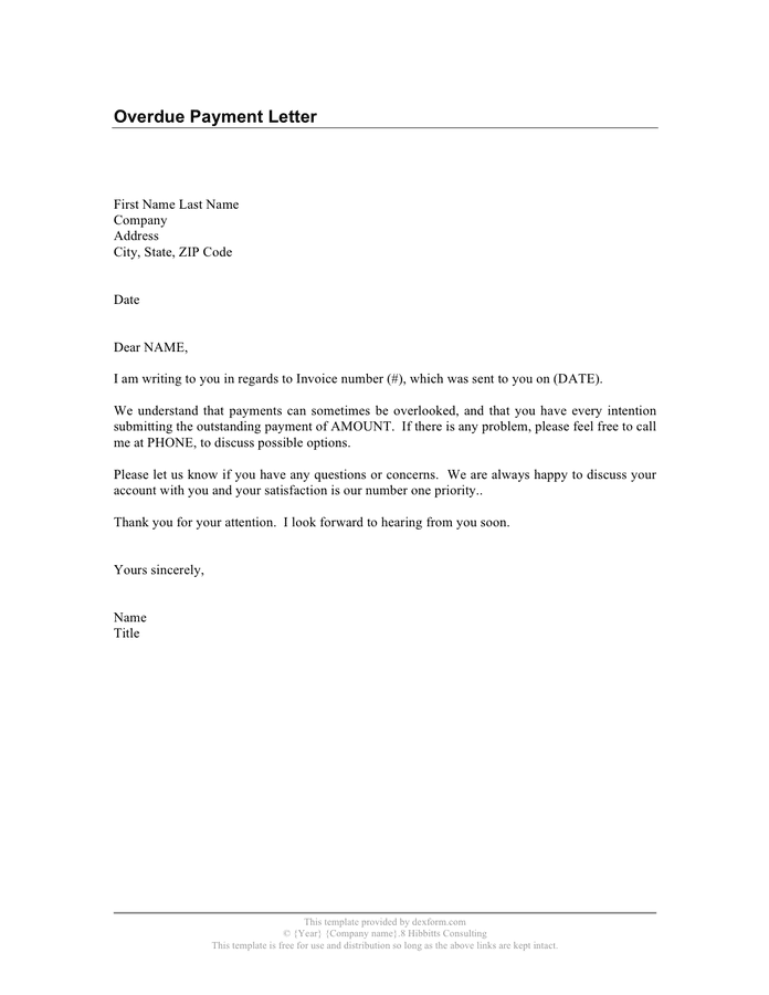 Overdue Payment Letter In Word And Pdf Formats
