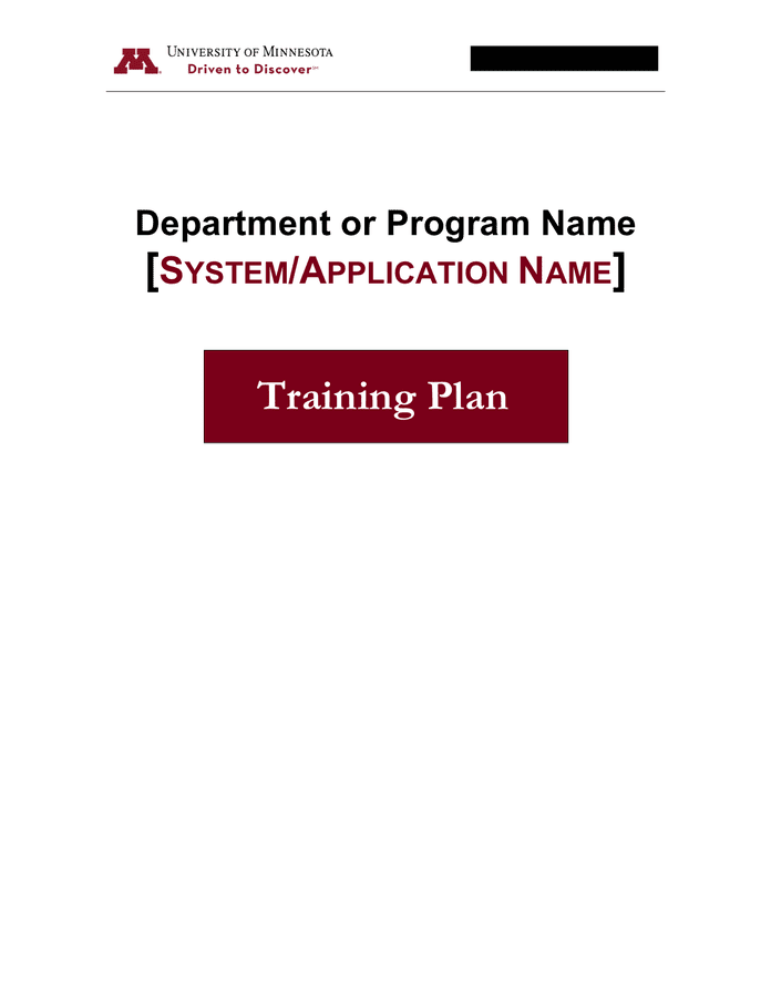University training plan template in Word and Pdf formats