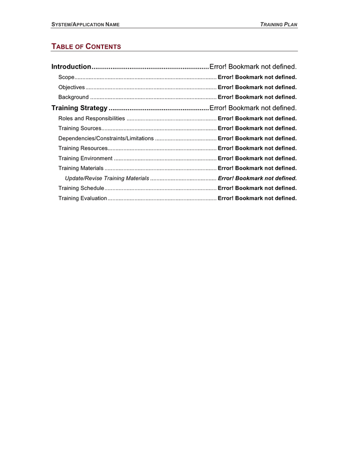 University training plan template in Word and Pdf formats - page 4 of 6