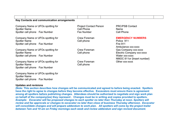 Work plan template sample in Word and Pdf formats - page 6 of 7