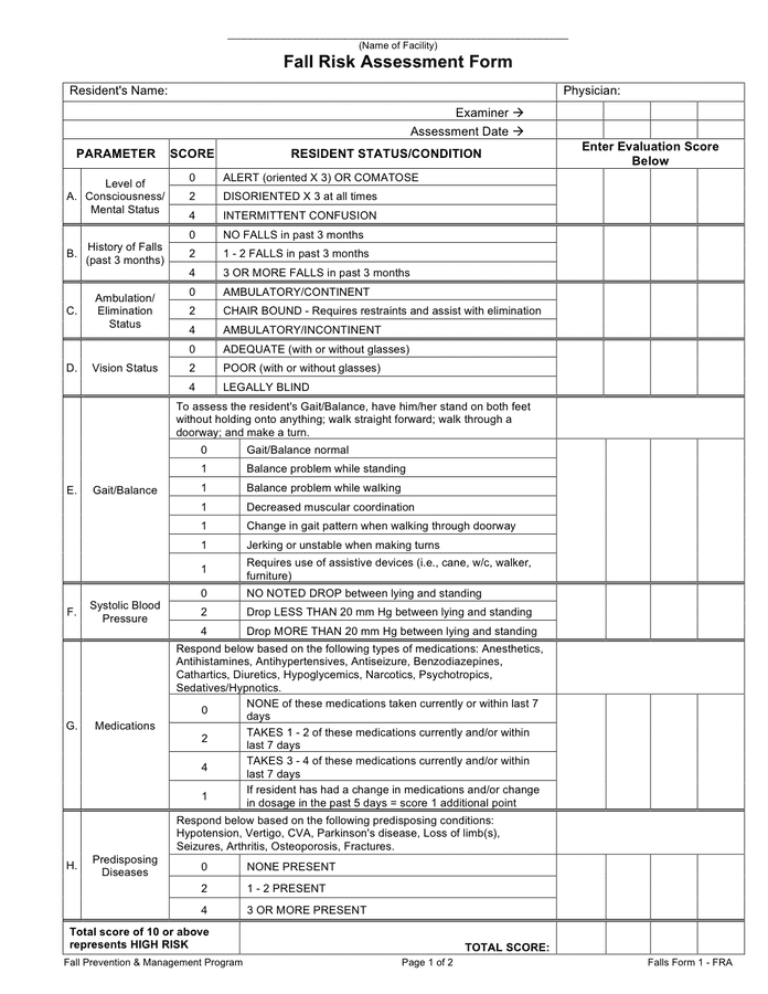 Printable Fall Risk Assessment Tool Hot Picture