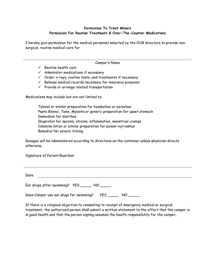 Campers health history form in Word and Pdf formats - page 5 of 7