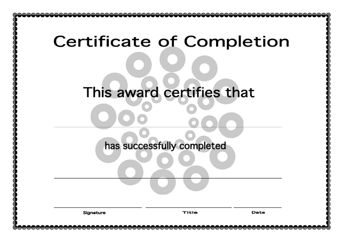 Certificate of Completion Template - download free documents for PDF ...