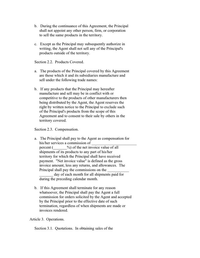 Sales agency agreement template in Word and Pdf formats - page 2 of 8