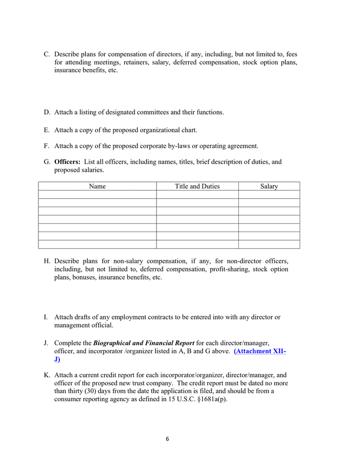 Non-depository trust company charter application in Word and Pdf ...