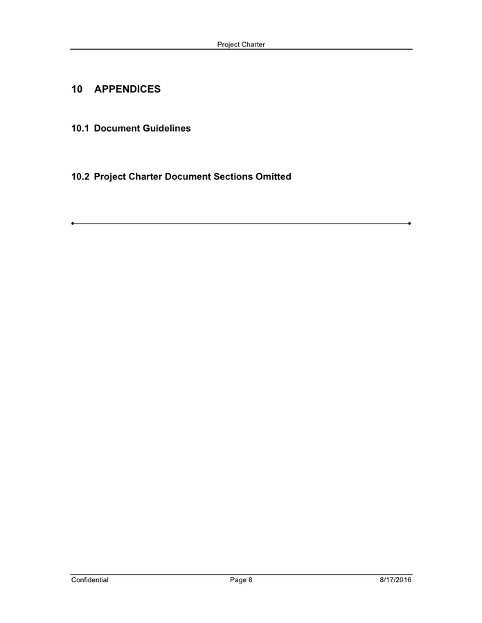 Project charter document sample in Word and Pdf formats - page 8 of 8