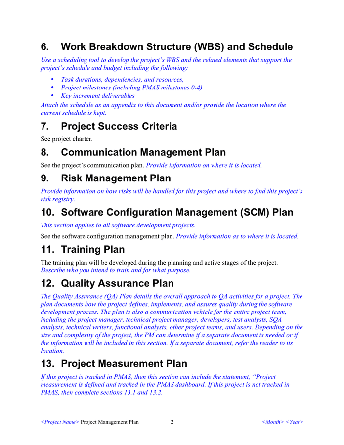 Project management plan template in Word and Pdf formats - page 6 of 11