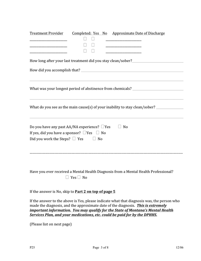 Alcohol and drug treatment facility application form in Word and Pdf ...