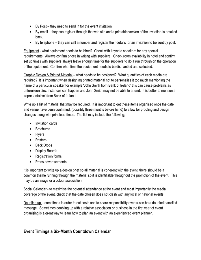 Event Planning in Word and Pdf formats - page 4 of 9