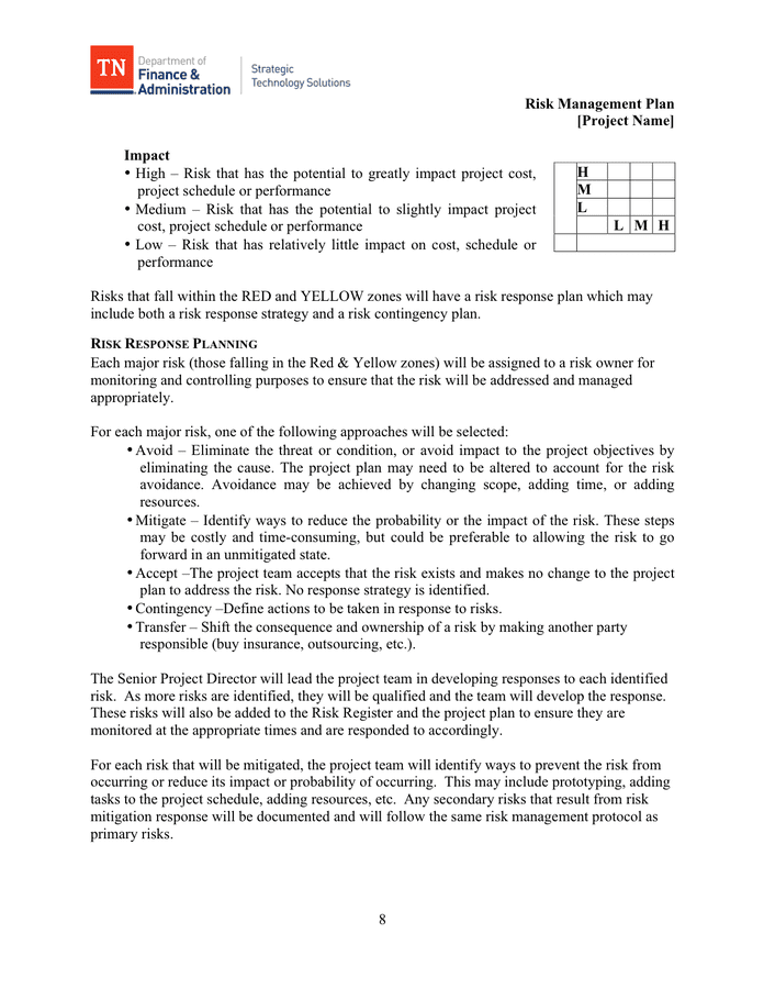 Risk management plan template in Word and Pdf formats - page 10 of 12