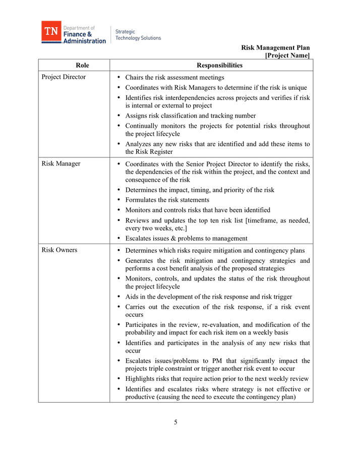 Risk management plan template in Word and Pdf formats - page 7 of 12