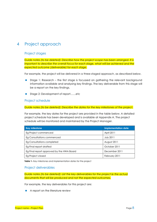 Project plan template in Word and Pdf formats - page 8 of 18