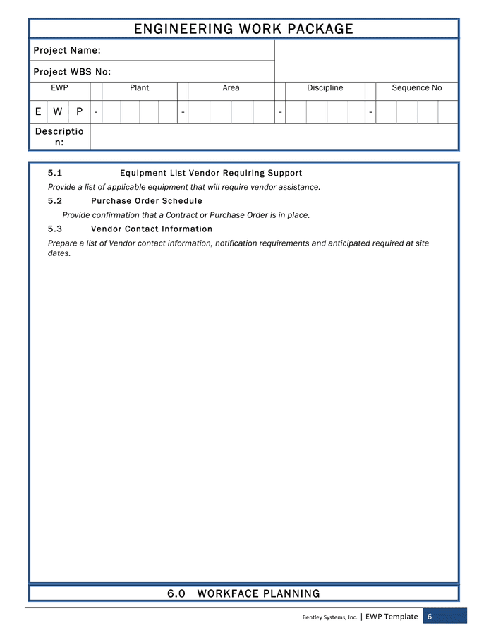 Engineering work package template in Word and Pdf formats - page 6 of 8