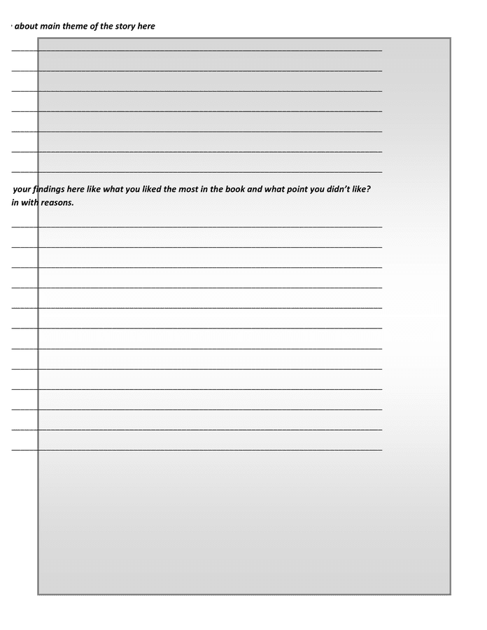Book report template in Word and Pdf formats - page 3 of 3