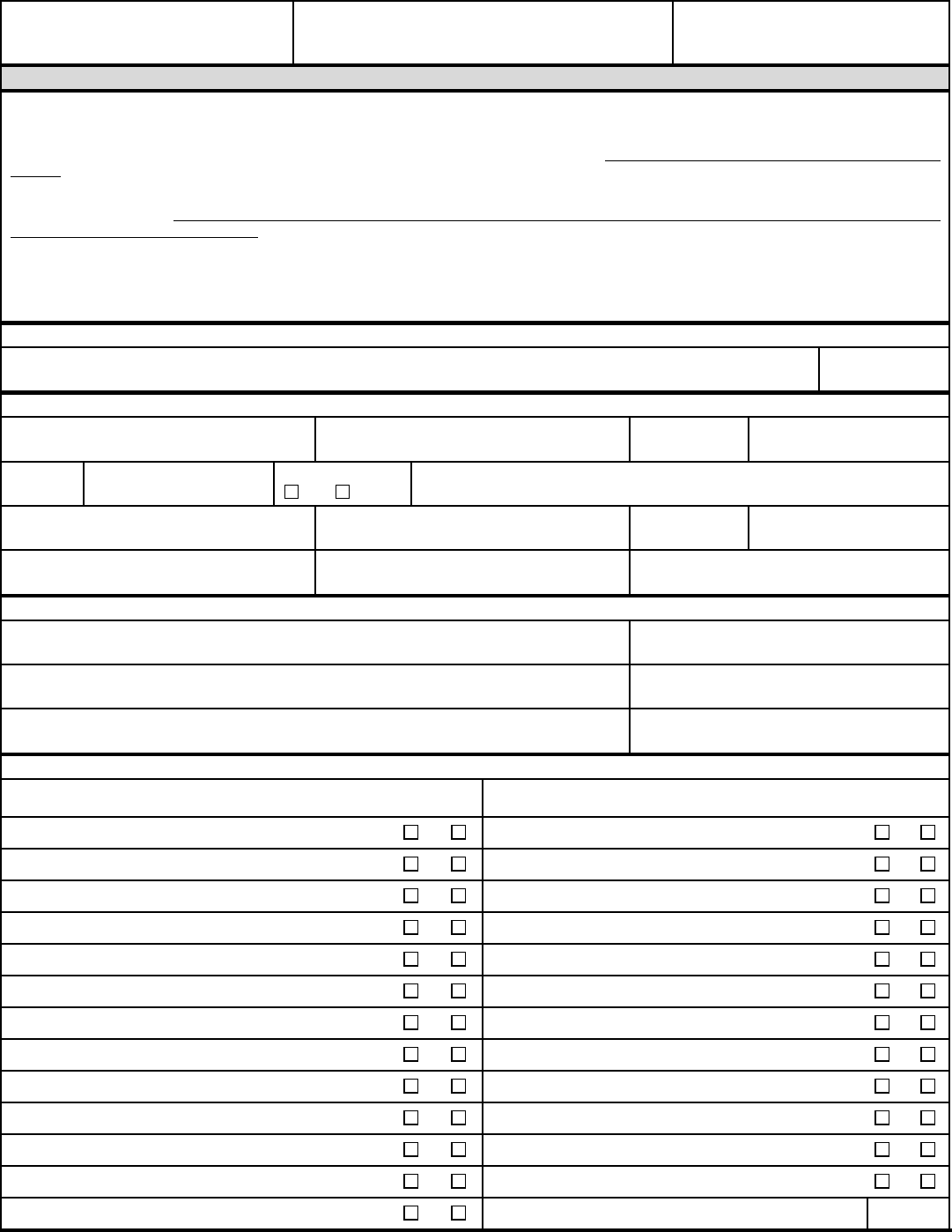 Army medical history form in Word and Pdf formats