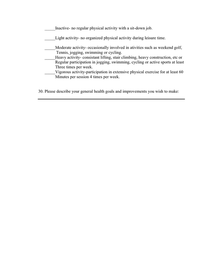 Weight loss medical history form in Word and Pdf formats - page 5 of 5