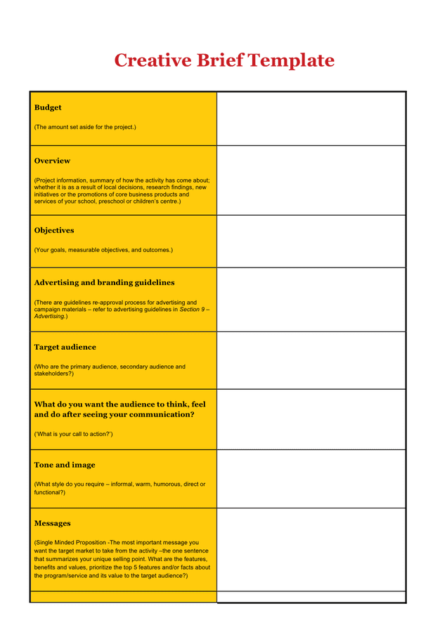 Creative Brief Template Download Free Documents For PDF Word And Excel