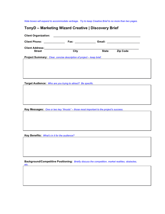 Creative Brief Template - download free documents for PDF, Word and Excel