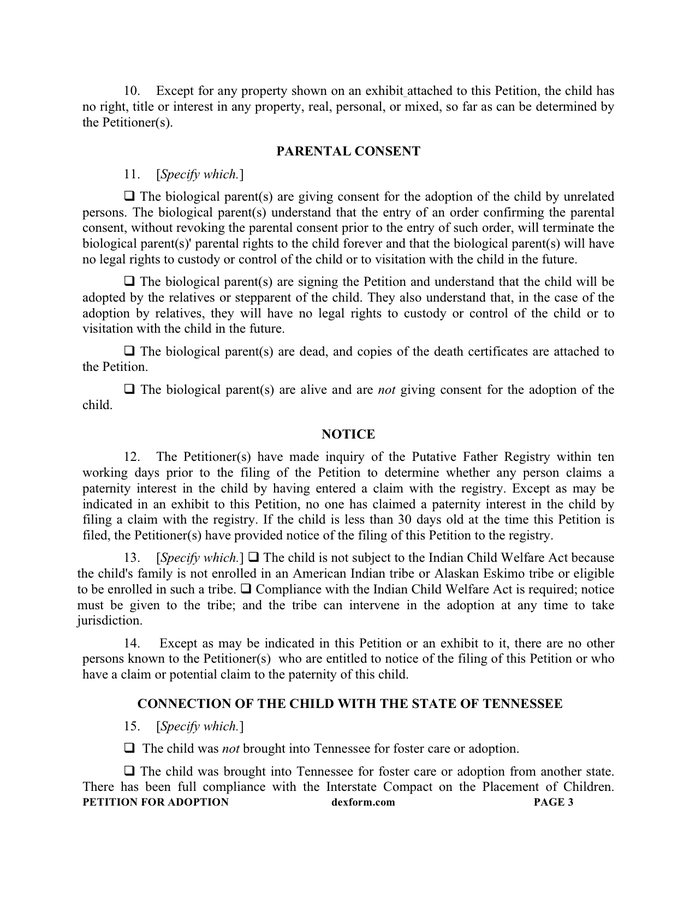 Petition for adoption template in Word and Pdf formats - page 3 of 8