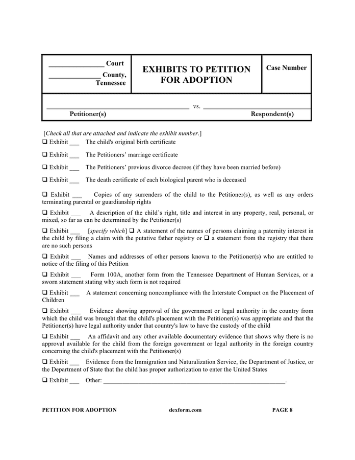 Petition for adoption template in Word and Pdf formats - page 8 of 8
