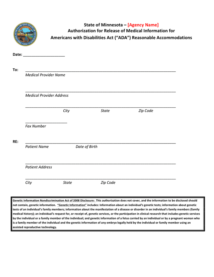 Authorization For Release Of Medical Information For Americans With authorization-for-release-of-medical-information-for-americans-with