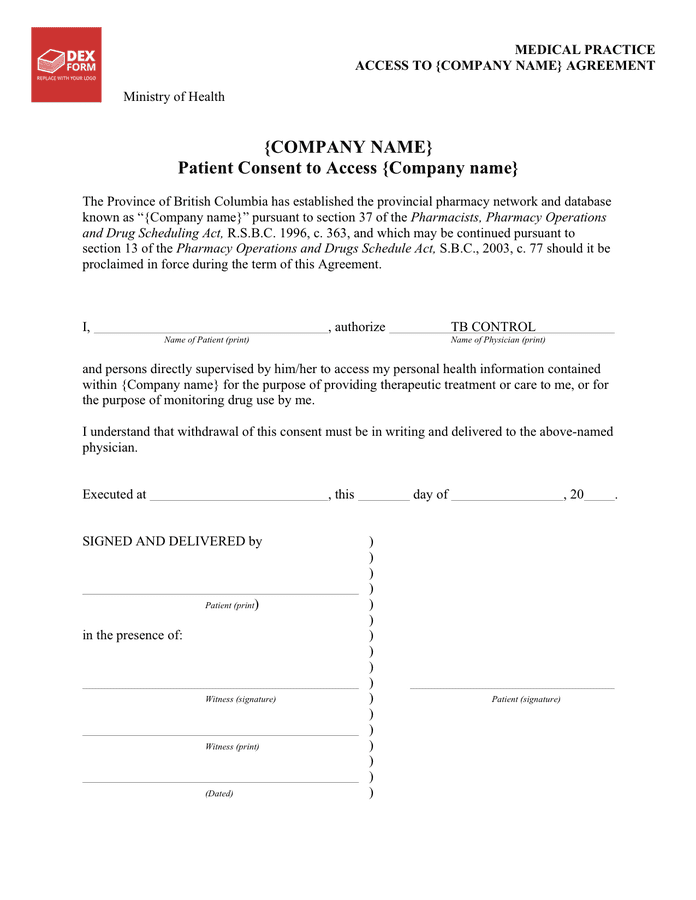 Pharmanet patient consent to access form in Word and Pdf formats