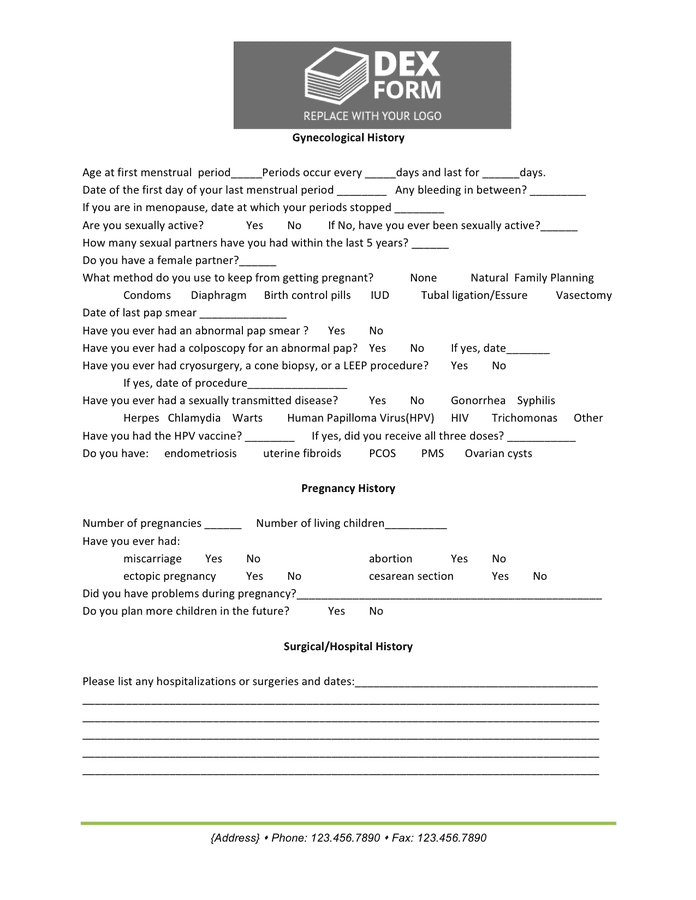 Printable Personal Medical History Form - Printable Forms Free Online