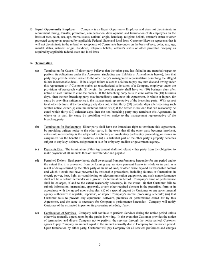 Information technology services agreement in Word and Pdf formats ...