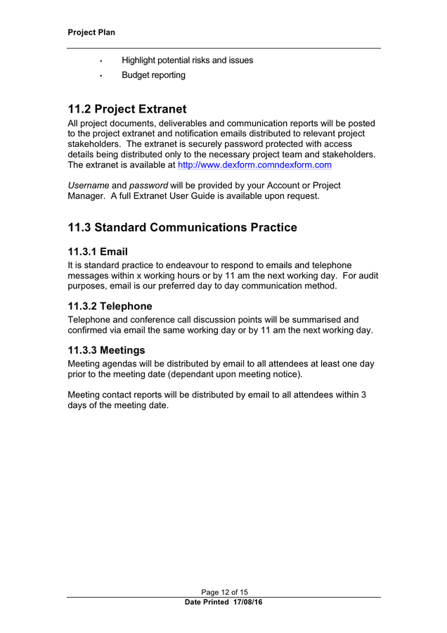 Project plan template in Word and Pdf formats - page 12 of 15