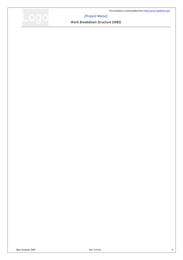 Work breakdown structure template in Word and Pdf formats - page 2 of 6