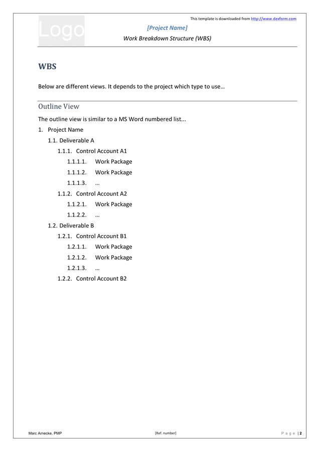 Work Breakdown Structure Outline