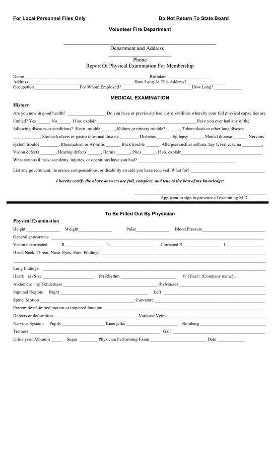 Volunteer Medical Examination Form In Word And Pdf Formats volunteer-medical-examination-form-in-word-and-pdf-formats