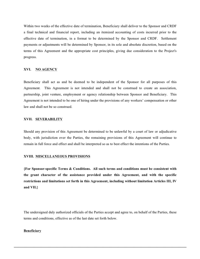 ERP template agreement in Word and Pdf formats - page 9 of 12