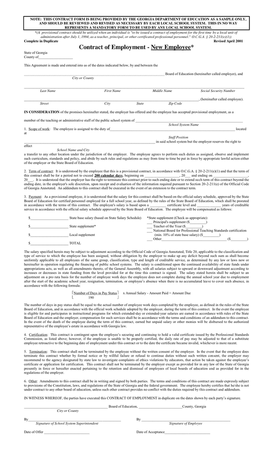 Employment Contract Template - download free documents for PDF, Word ...