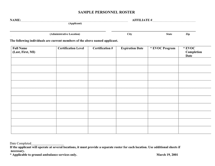 Roster Template Download Free Documents For PDF Word And Excel