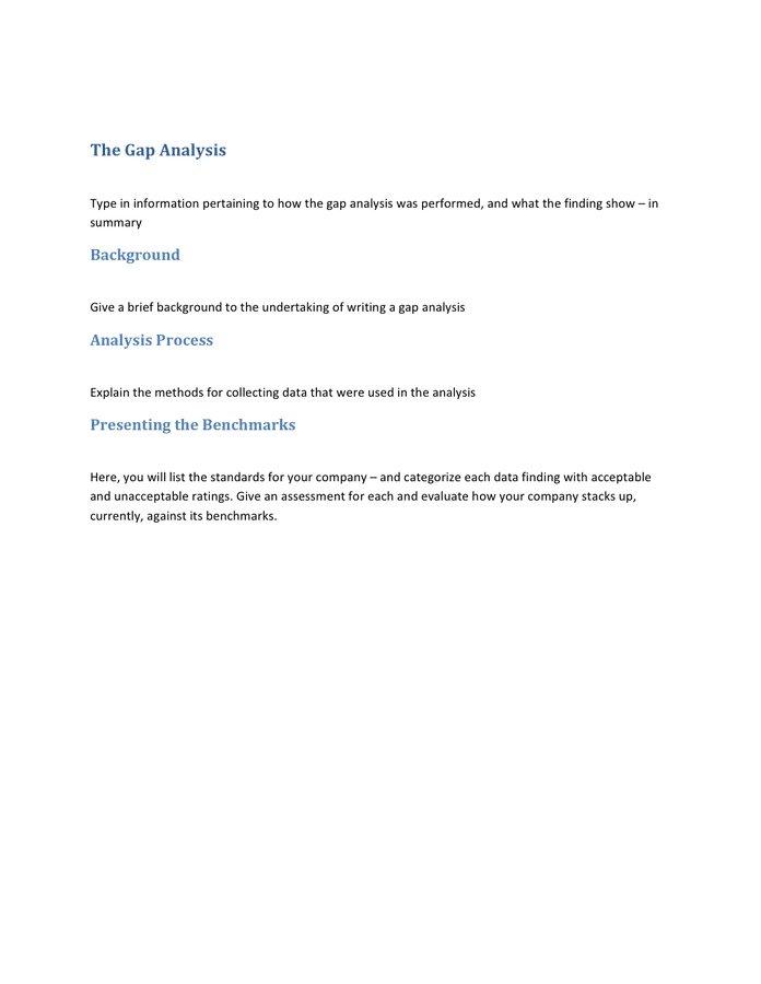 Gap analysis template in Word and Pdf formats - page 5 of 6