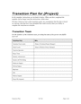 Project transition plan template in Word and Pdf formats