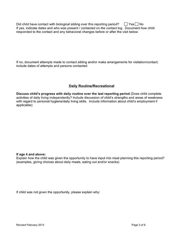 Child progress note template in Word and Pdf formats - page 3 of 6
