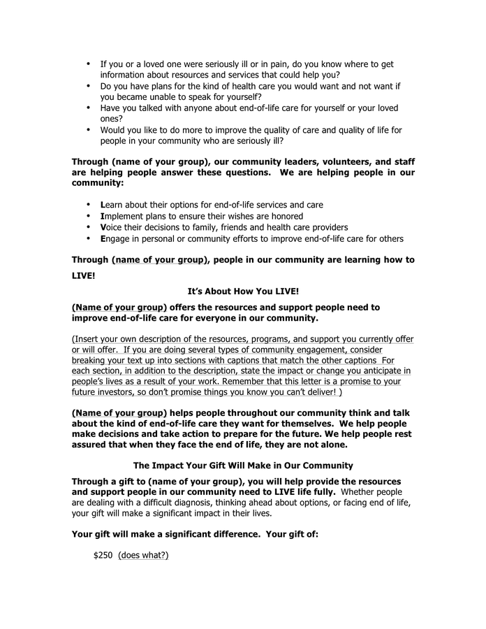 Sample letters to prospective donors templates in Word and Pdf formats ...