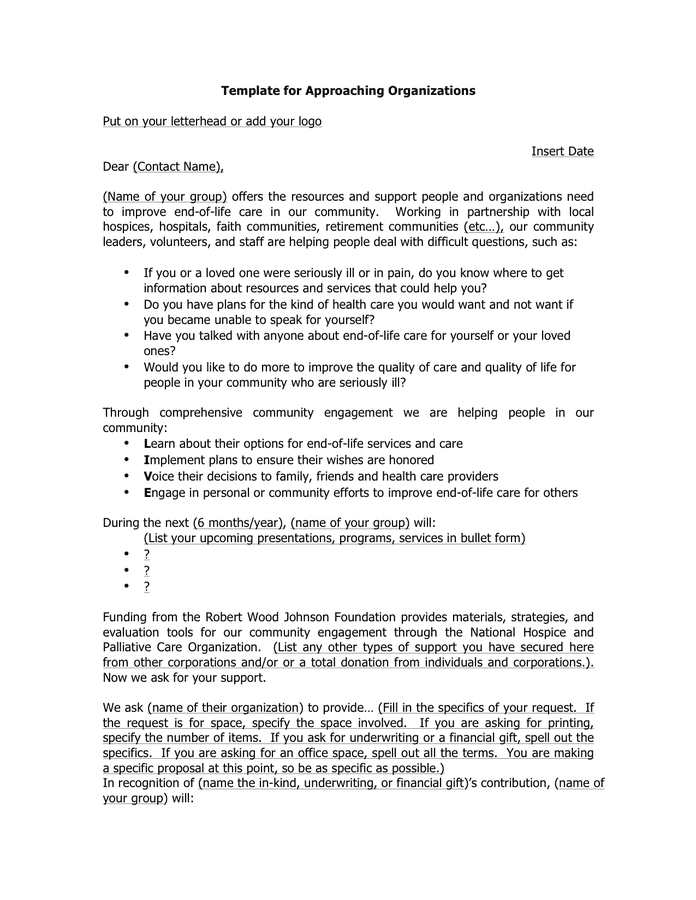 Sample letters to prospective donors templates in Word and Pdf formats ...