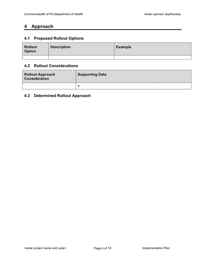Project implementation plan template in Word and Pdf formats - page 7 of 13