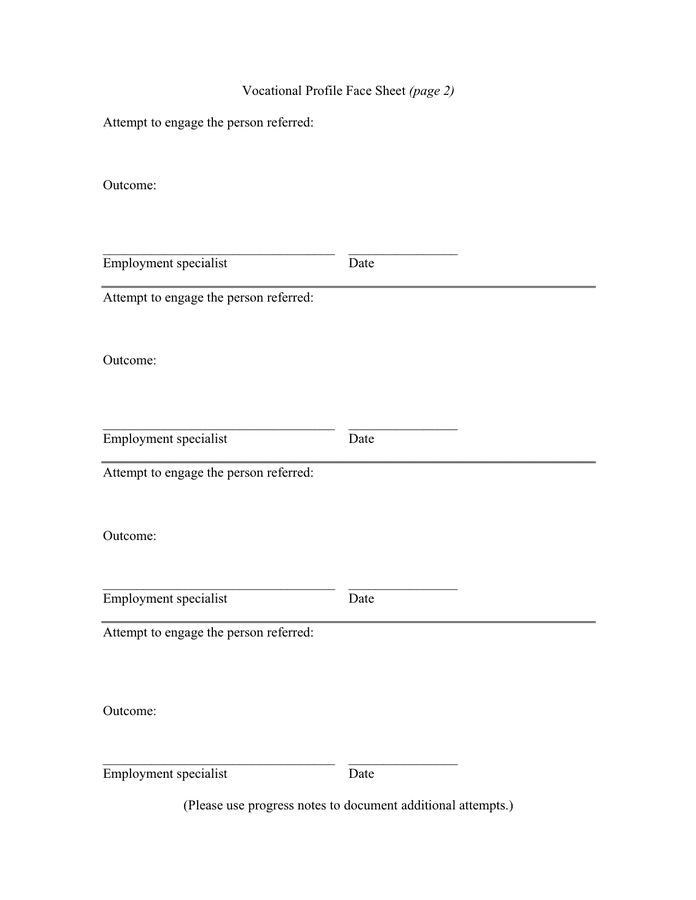 Vocational Profile Face Sheet Referral in Word and Pdf formats - page 2 ...