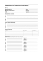 Record of toolbox/work group meeting sample in Word and Pdf formats