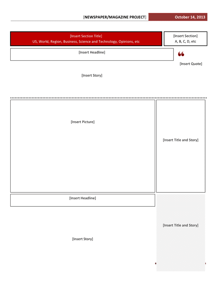 Newspaper article template in Word and Pdf formats - page 3 of 3