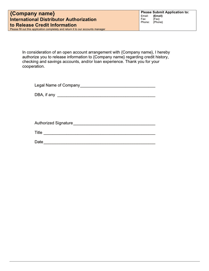 International Distributor Credit Application Form in Word and Pdf ...